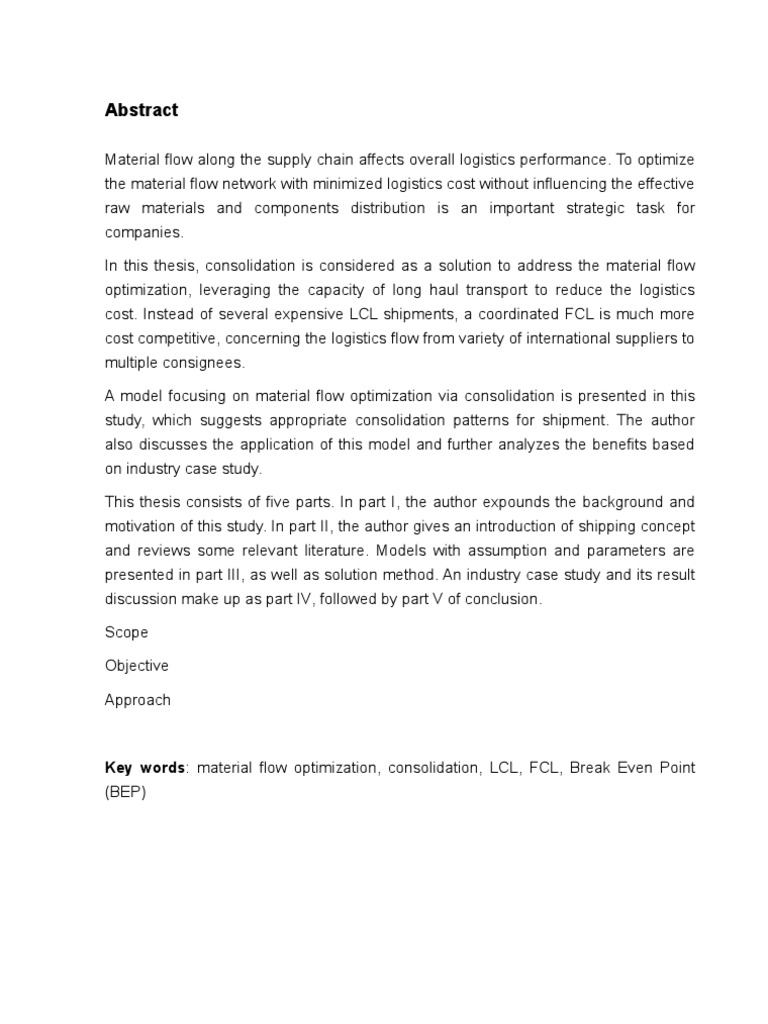 New Model in Material Flow Optimization and Implication | PDF ...