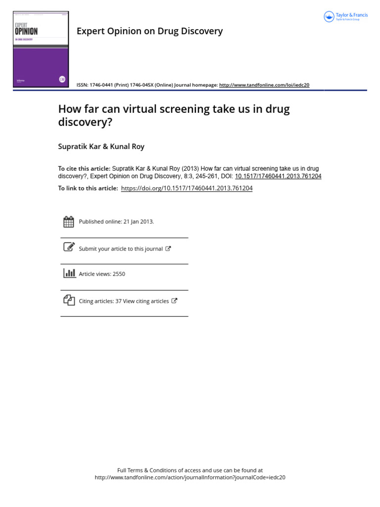 How Far Can Virtual Screening Take Us in Drug Discovery | PDF | Docking ...