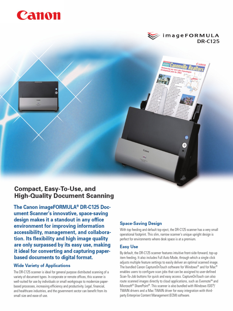 DR_C125_Brochure_Read_Only | PDF | Image Scanner | Computing