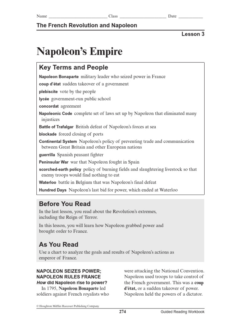 Naploeans Empire World History Worksheet Classwork Lesson3 | PDF ...