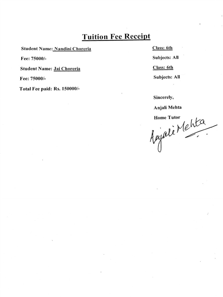 Tuition Fee Receipt | PDF