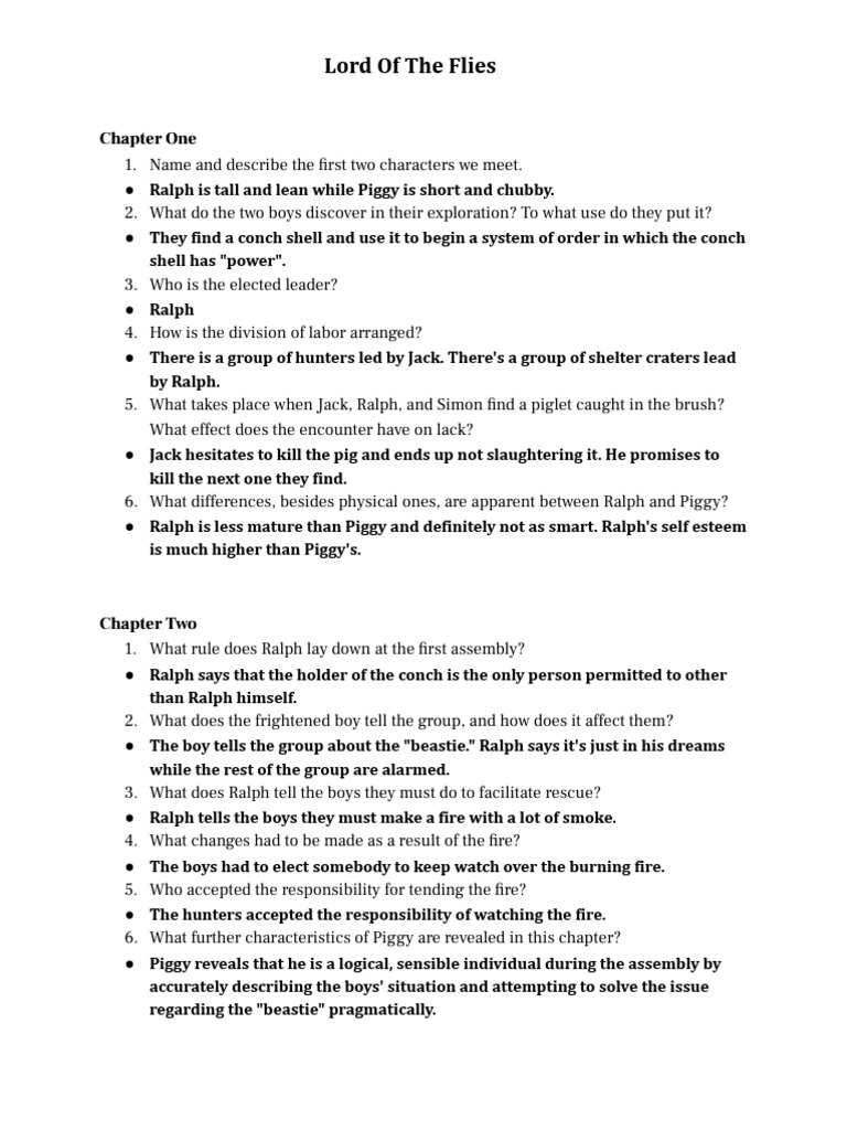Lord of The Flies (Study Guide) | PDF