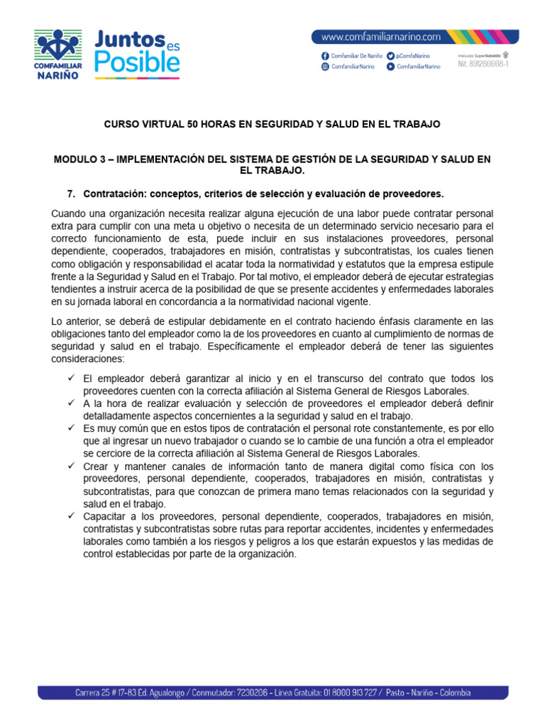 Modulo 3 7SG-SST 50 Horas | PDF | Derecho laboral | Outsourcing