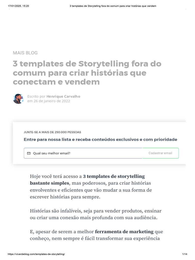 3 Templates de Storytelling Eficazes | PDF | Química