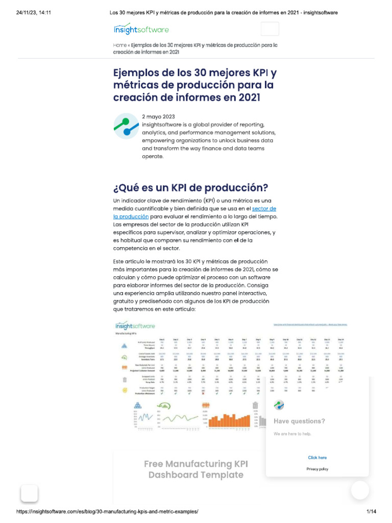 Kpi Produccion | PDF
