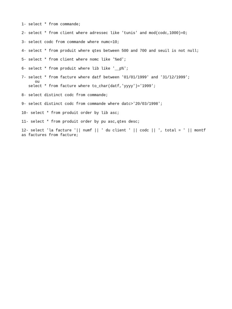 TP3partie SQL Application Corrige | PDF