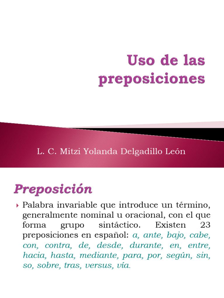 1 Preposiciones | PDF | Verbo | Adjetivo