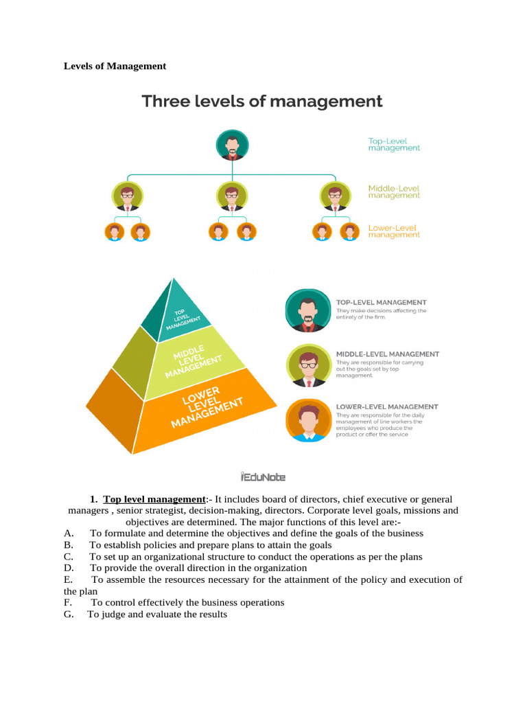Levels of Management | PDF | Policy | Goal