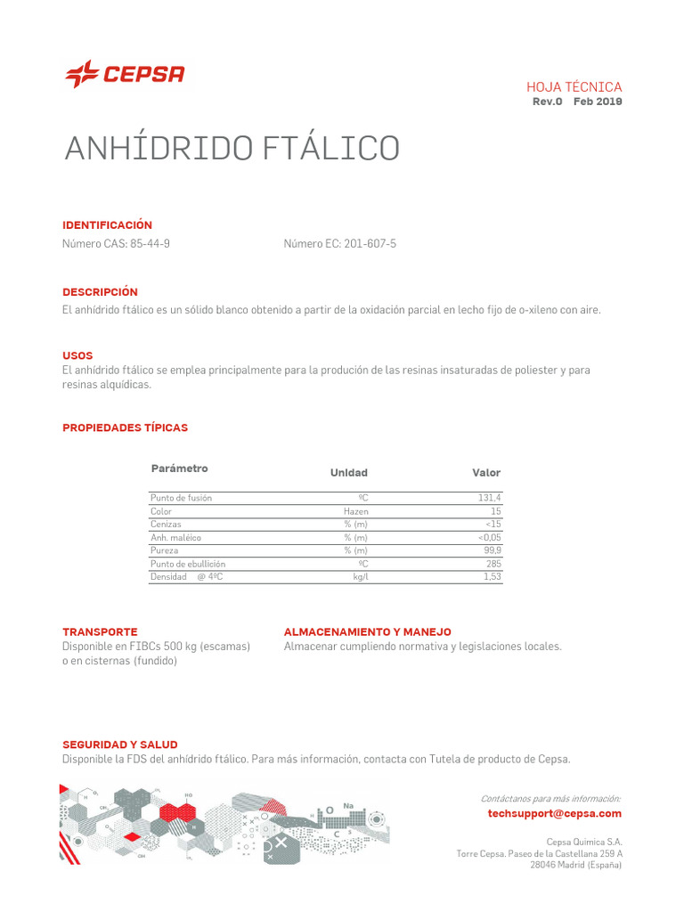 Anhídrido Ftálico: Usos y Propiedades | PDF