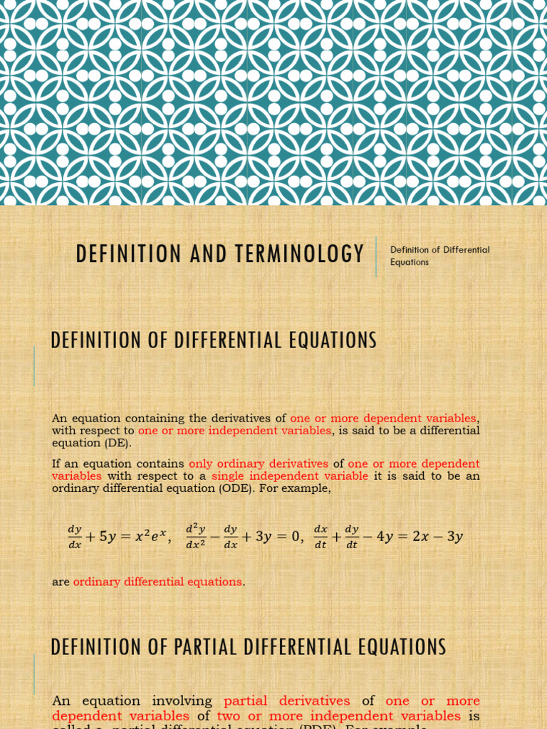 First Order Differential Equations | PDF | Equations | Derivative