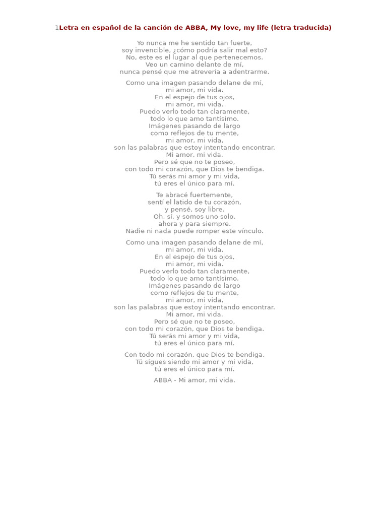 letra my love my life | PDF | Amor