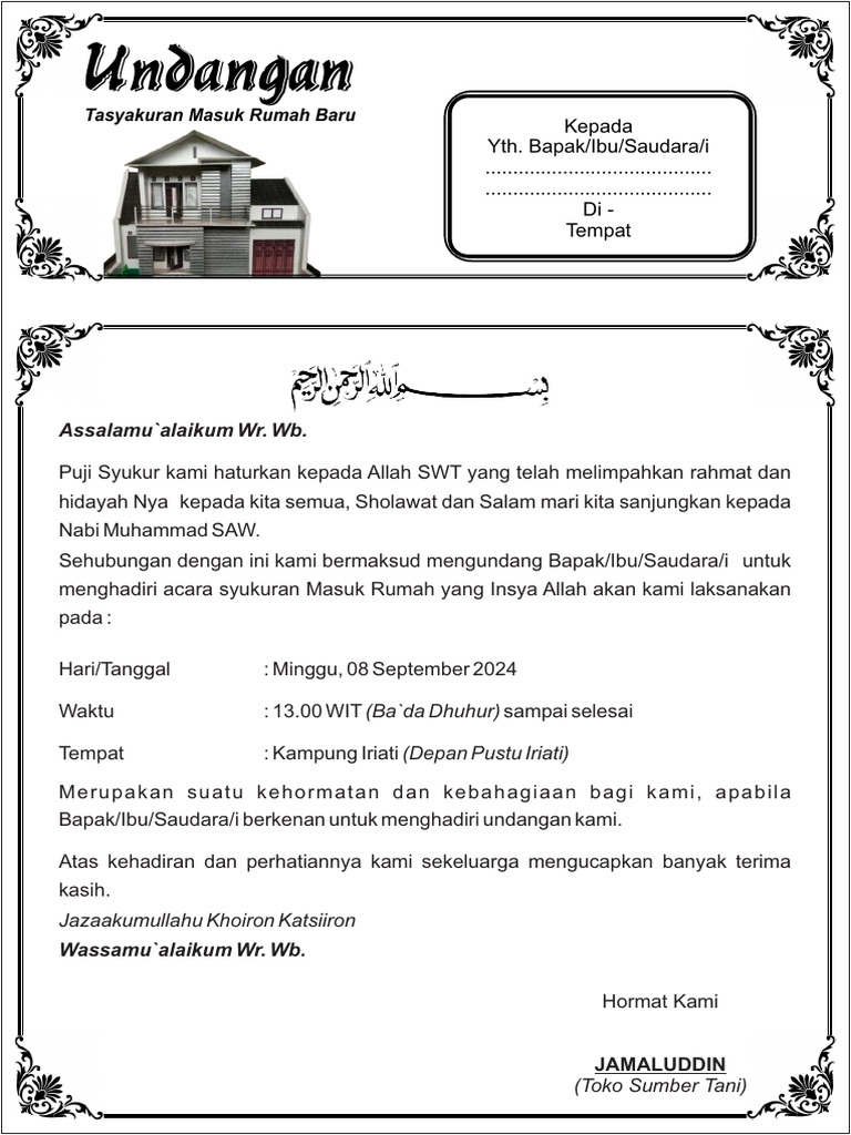 Undangan Syukuran Rumah Baru | PDF