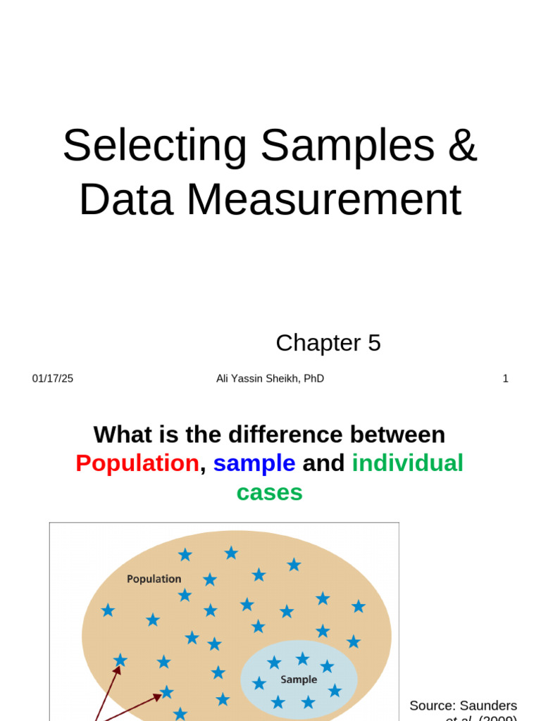 Chapter 5 Selecting Samples & Data Measurement | PDF | Level Of Measurement | Sampling (Statistics)