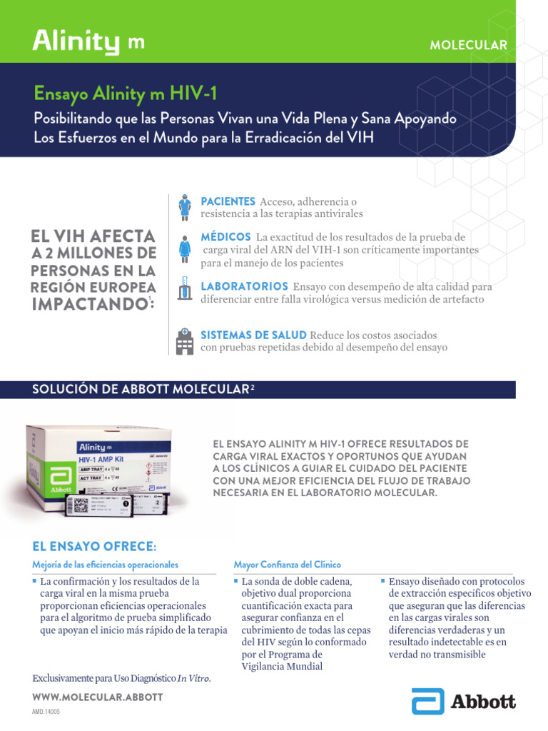 Alinity Assay SellSheet HIV-1v13 - Español | PDF | VIH | Ciencias de la ...