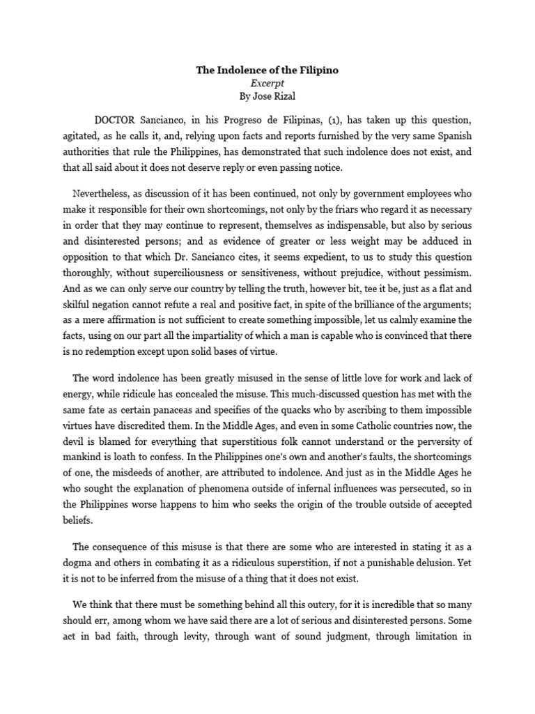 Understanding Filipino Indolence | PDF