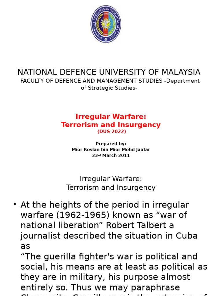 Irregular Warfare | PDF | Insurgency | Guerrilla Warfare