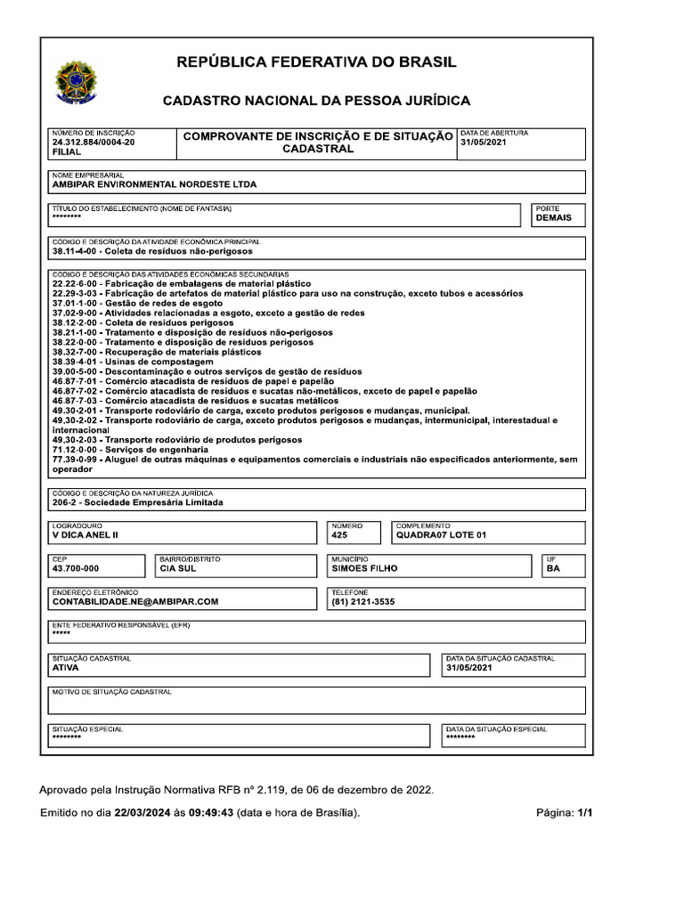 CNPJ - Ambipar Ba | PDF
