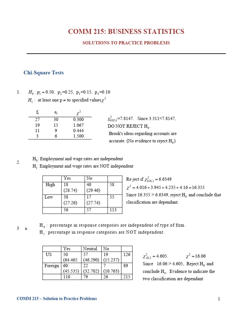 COMM 215 Business Statistics Solutions | PDF | Scientific Method ...