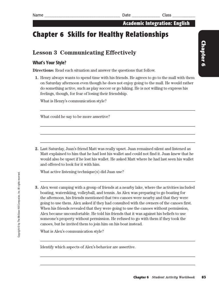 Communicating Effectively Worksheet | PDF