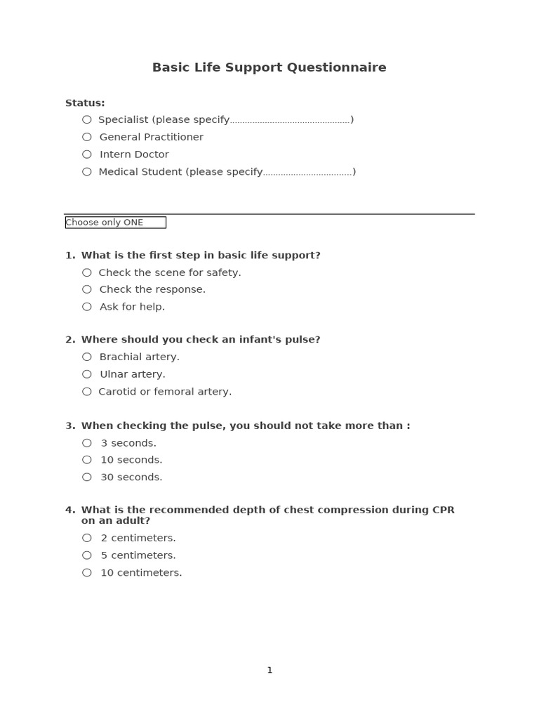 BLS Questionnaire | PDF
