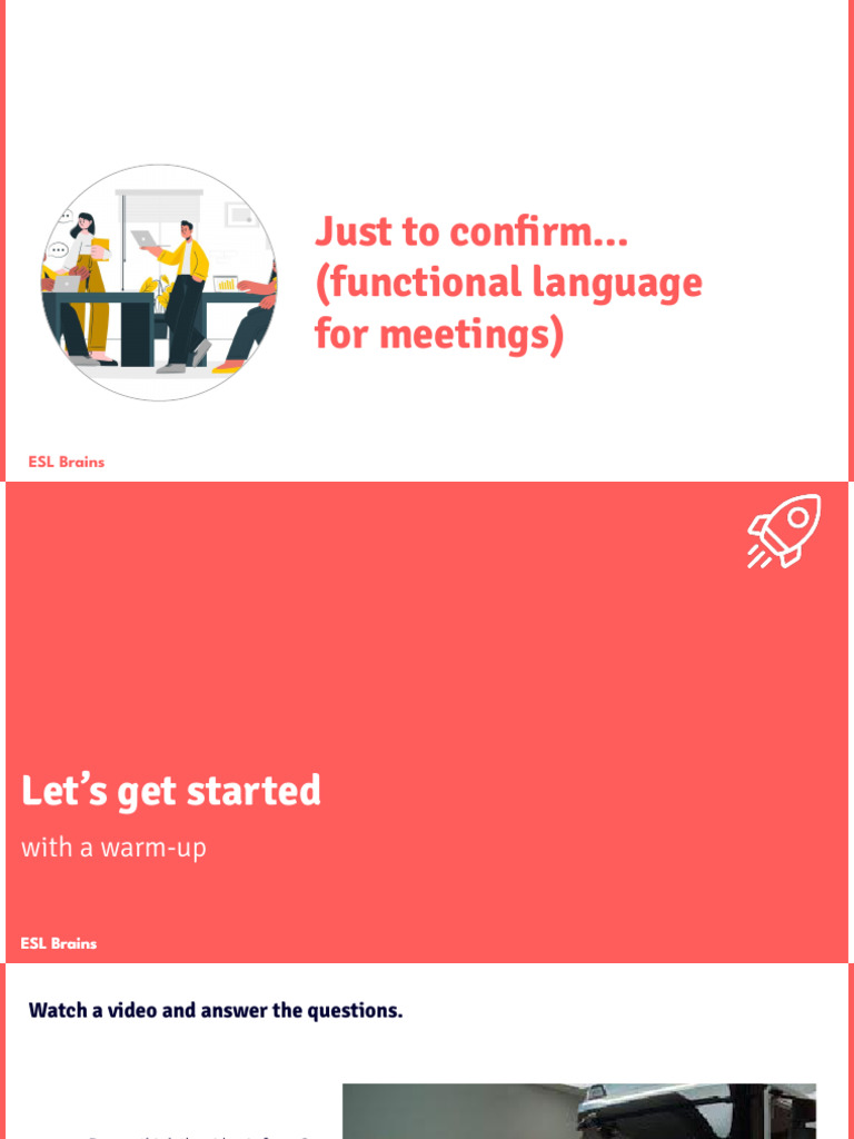 ESL Brains - Just To Confirm... (Functional Language For Meetings ...