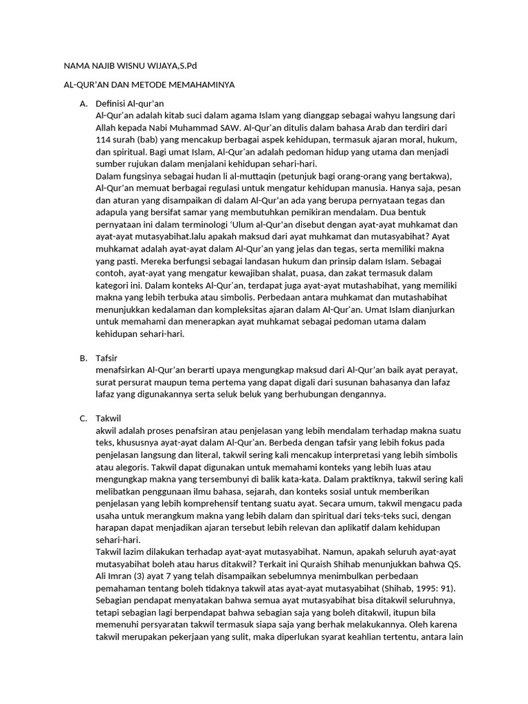 Resume Quran kb1 | PDF