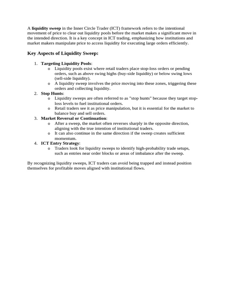 ICT Liquidity Sweep Explained | PDF