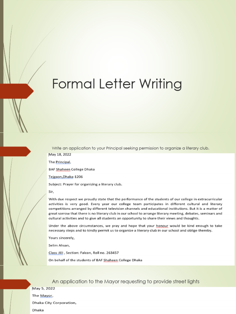 Formal Letter and Suggestion HSC 25 | PDF