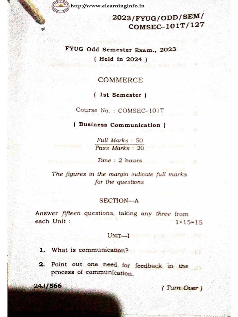 Fyug Comsec 101T 2023 Commerce | PDF
