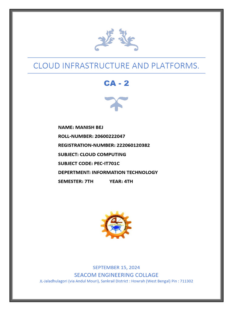 20600222047_Manish Bej_IT_CA2_CC | PDF | Cloud Computing | Software As A Service