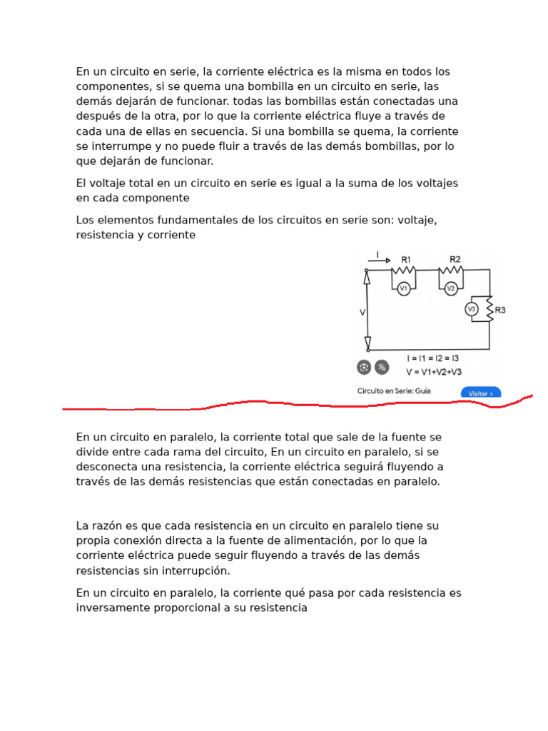Circuito en Serie y Paralelo Definición Ejemplo (Para Estudiar) | PDF