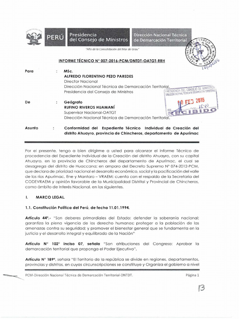 Informe Odt PCM VF | PDF