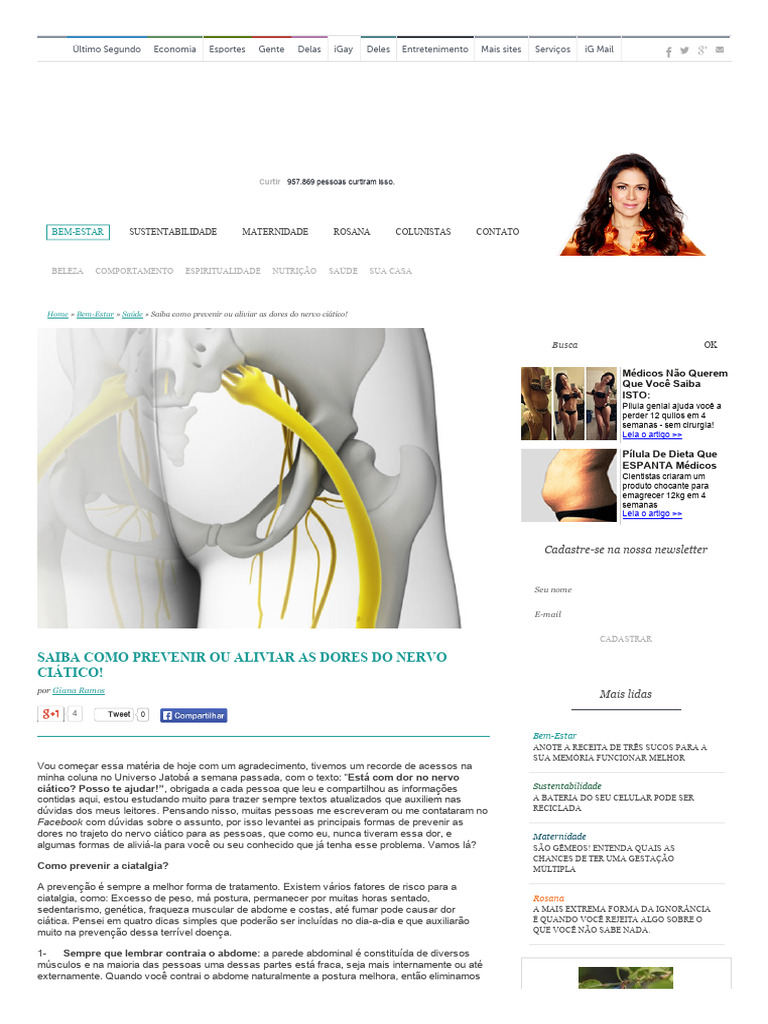 Saiba como prevenir ou aliviar as dores do nervo ciático! - Universo Jatoba | PDF | Músculo | Dor