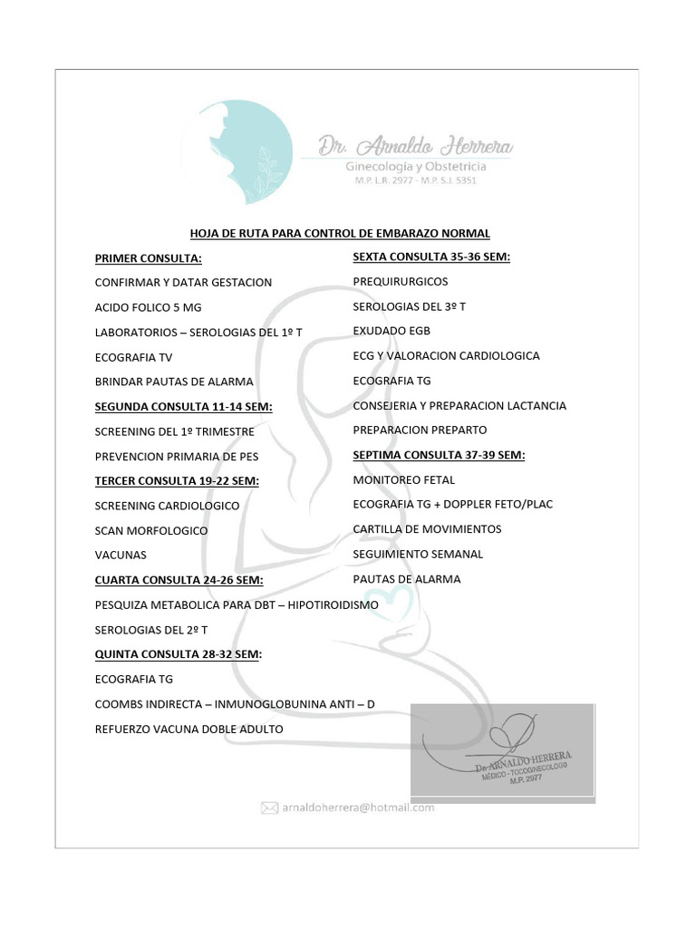 Control de Embarazo Normal: Hoja de Ruta | PDF
