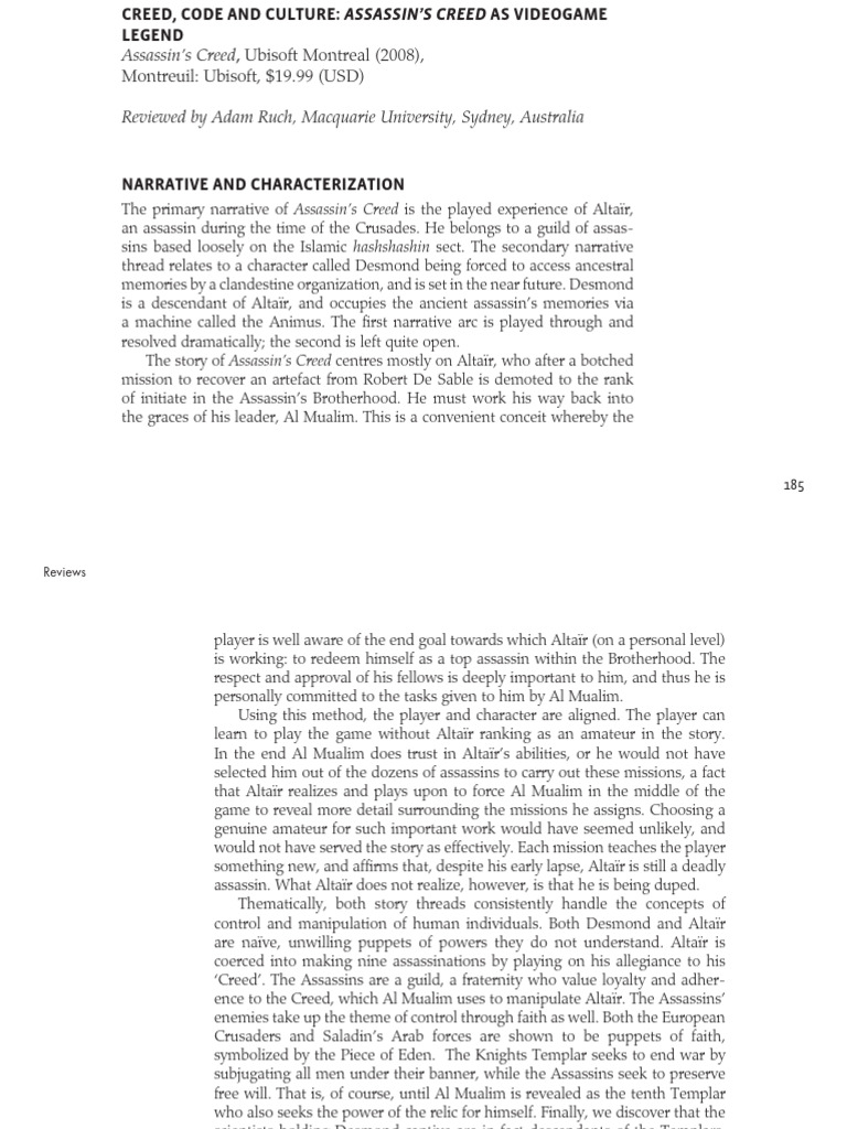 Creed Code and Culture Assassins Creed A | PDF