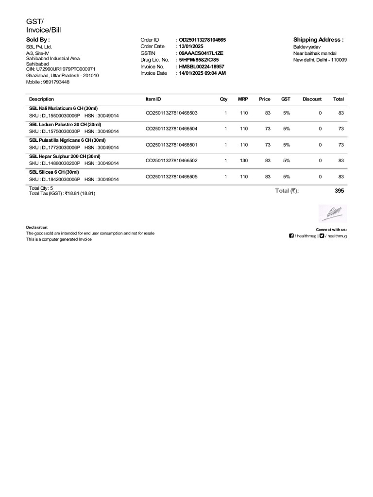Invoice Slip | PDF | Taxes | Government Of India