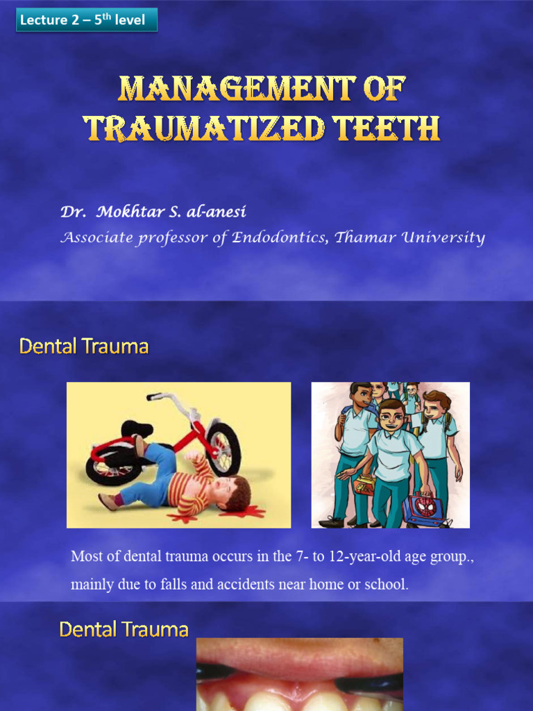 Management of Traumatized Teeth | PDF | Human Tooth | Medical Specialties