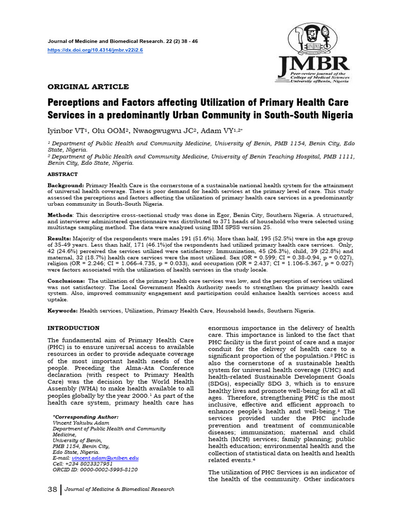 Ajol-File-Journals 61 Articles 264830 65cc711820ca5 | PDF | Health Care