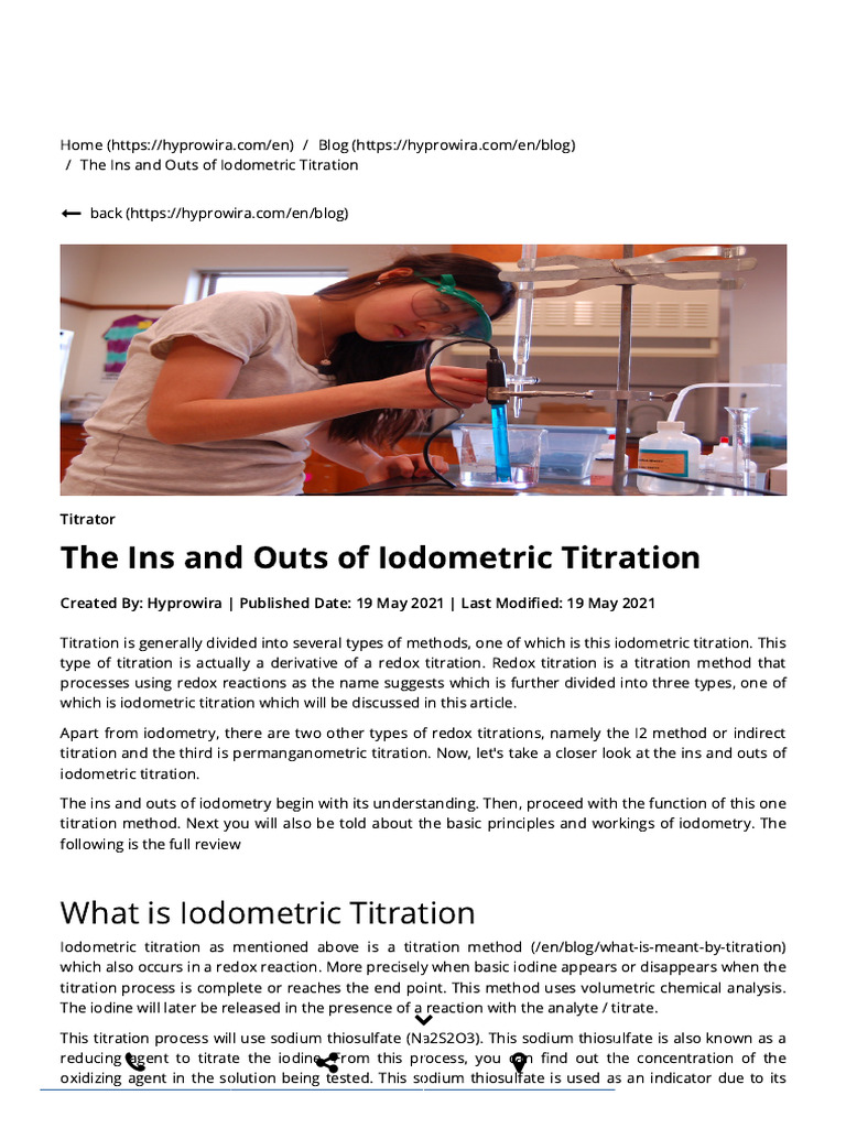 Iodometric Titration Functions and How It Works | PDF | Titration ...