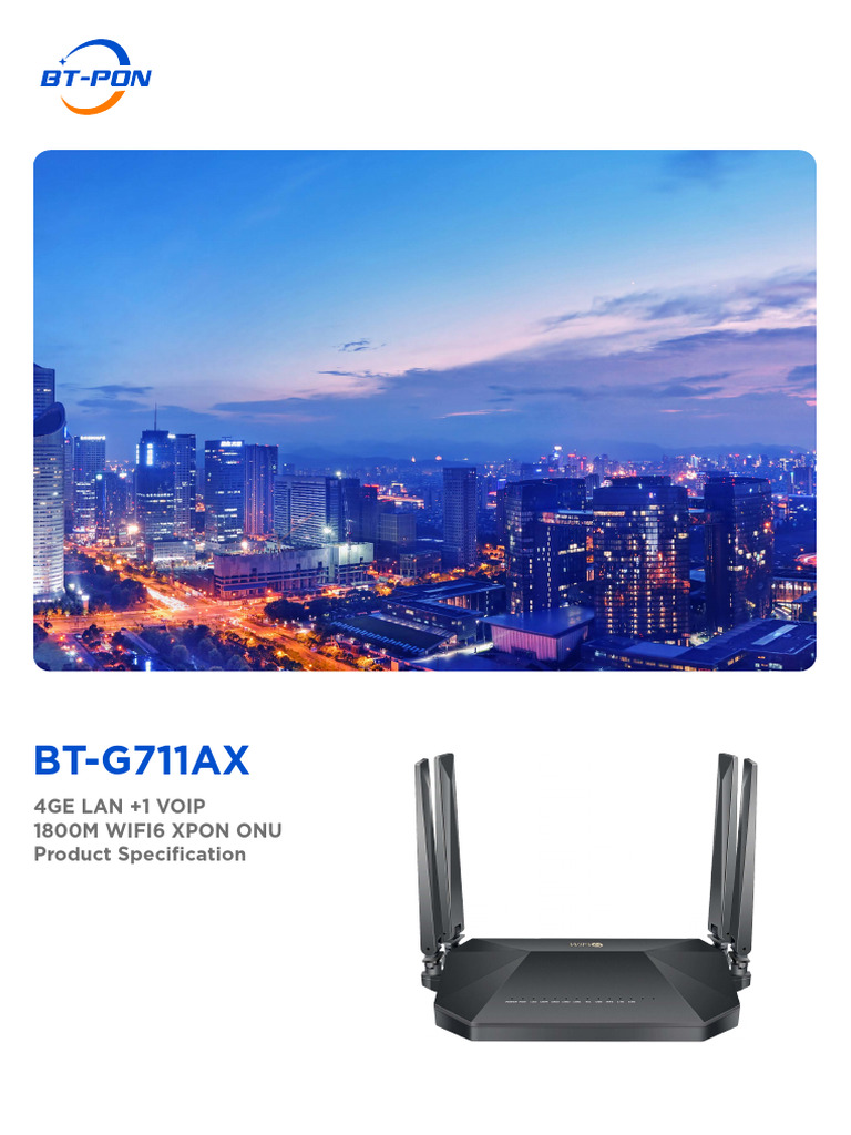 Bt-Pon Bt-G711ax Xpon Onu Ont Datasheet | PDF | Electrical Engineering ...