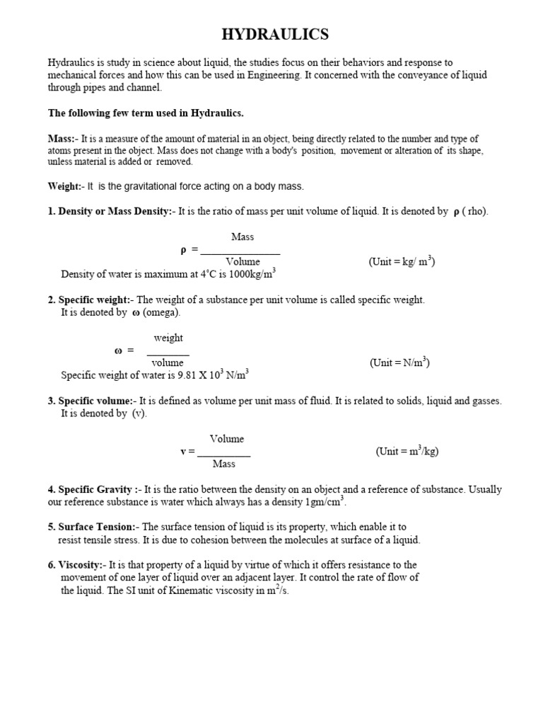 Hydraulics | PDF | Pressure Measurement | Buoyancy