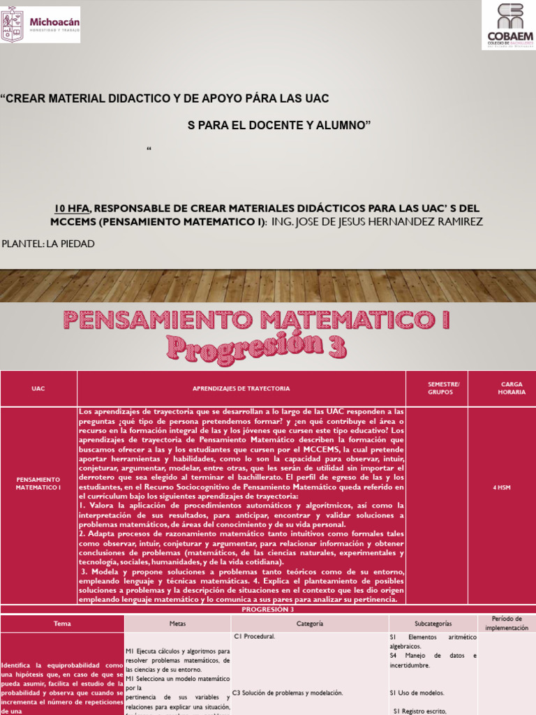 Progresion 3 Pensamiento Matematico I Emd - Hfa JJHR | PDF ...