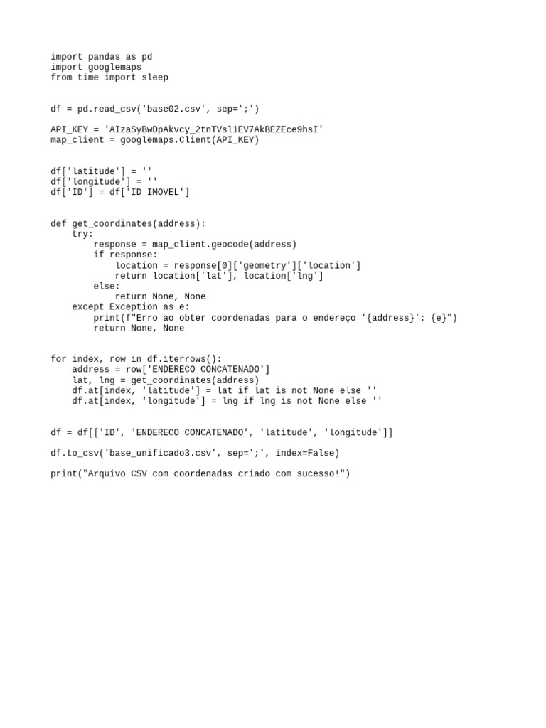 CSV Geocoding with Google Maps API | PDF