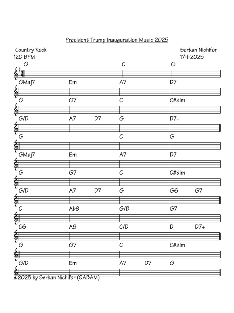 PRESIDENT TRUMP INAUGURATION MUSIC 2025 by Serban Nichifor | PDF