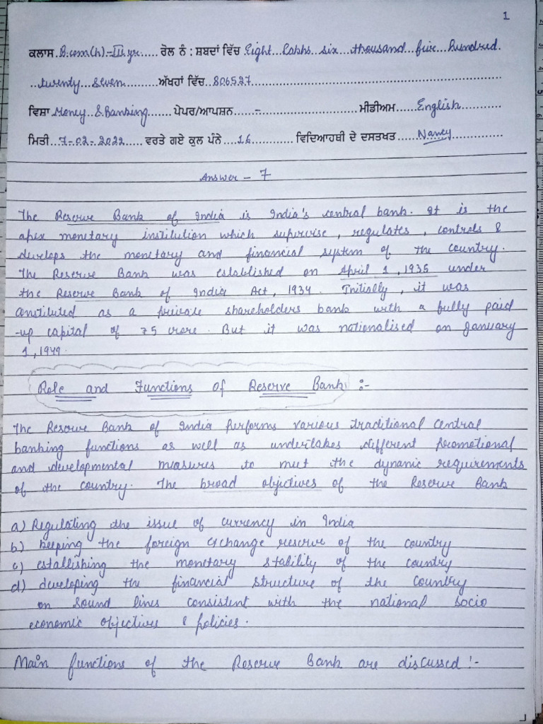 Nancy Money and Banking B. Com H 3 | PDF