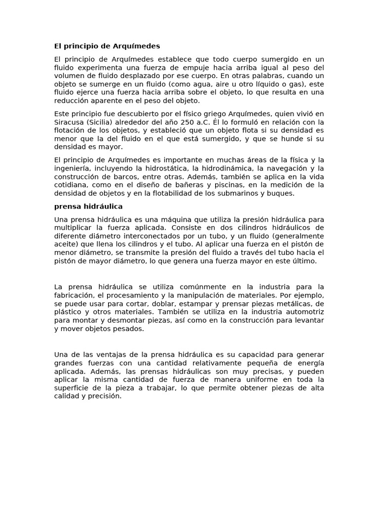 Principios de Flotación e Hidráulica | PDF