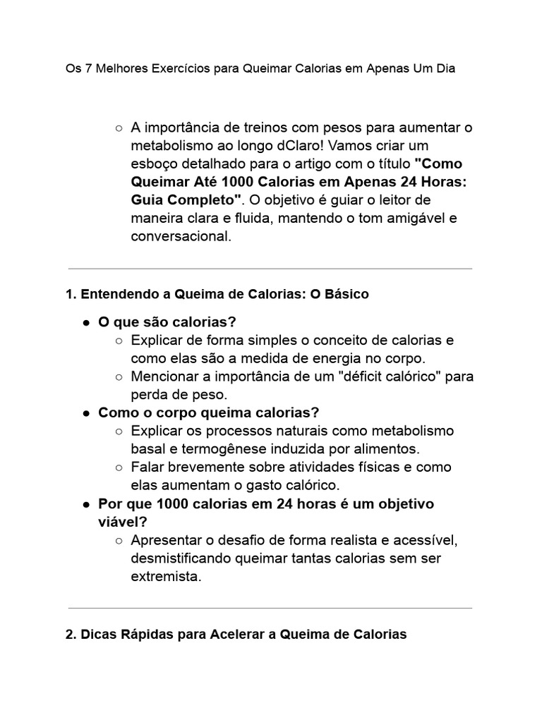 7 Exercícios para Queimar Calorias | PDF | Alimentos | Caloria