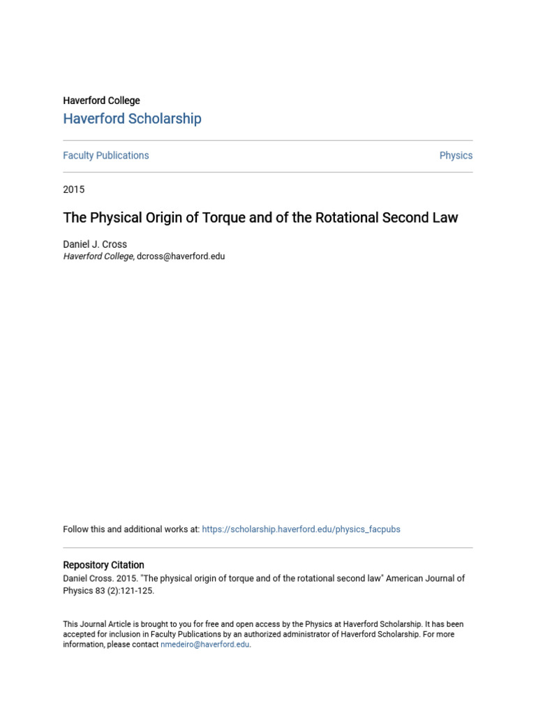 The Physical Origin of Torque and of The Rotational Second Law | PDF ...