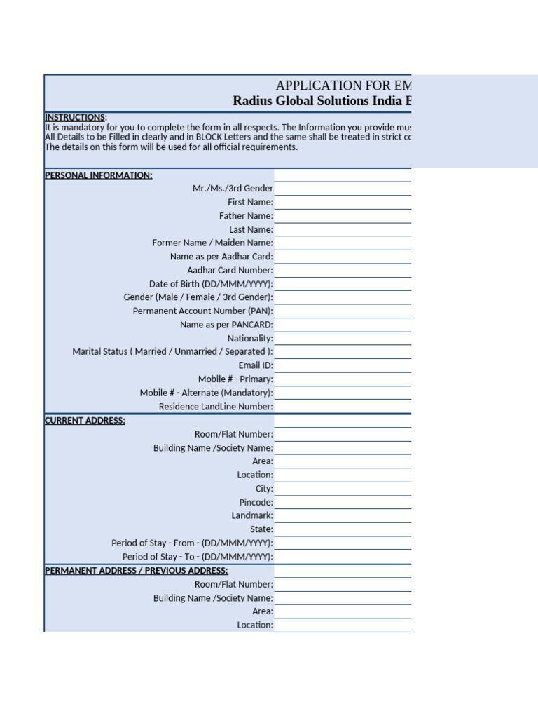 BGV Form Version 2 | PDF | Background Check