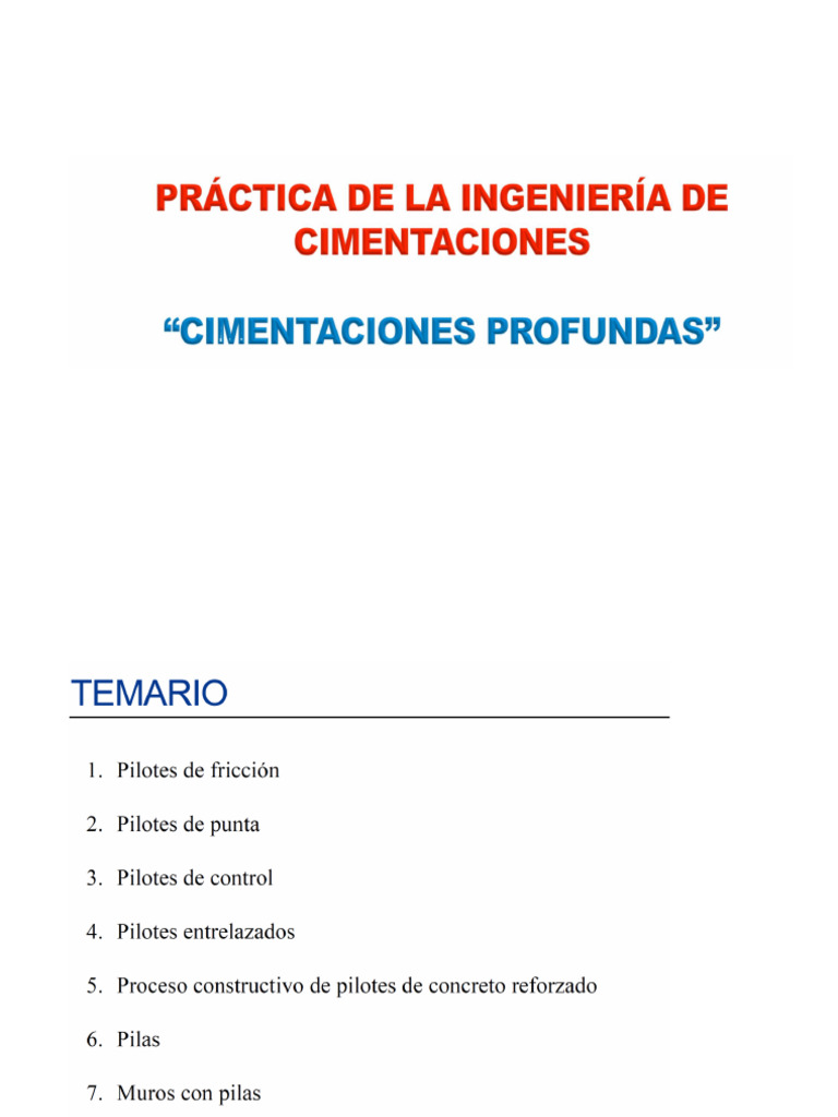 Presentacion de Cimentaciones Profundas | PDF